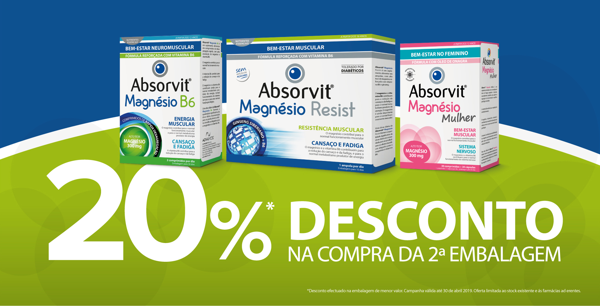 20%Desconto Absorvit Magnésio - Absorvit Vitaminas